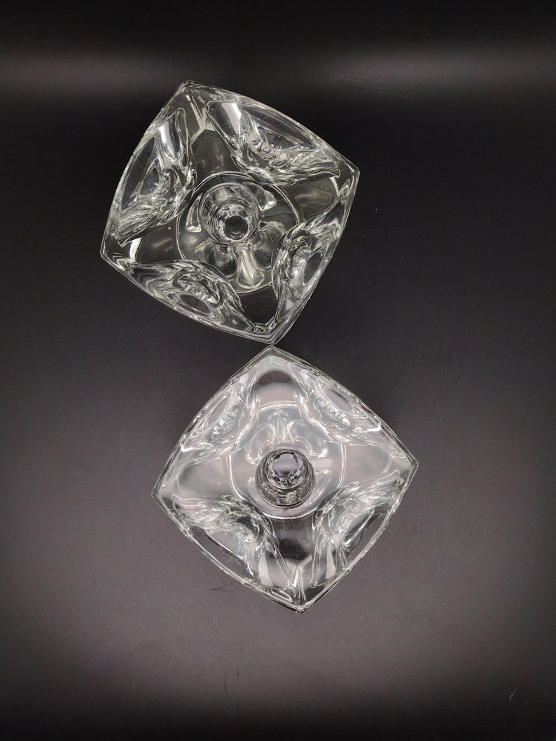 Pair of Beautiful Chunky Crystal Ice Cube Candlestick Holders ...