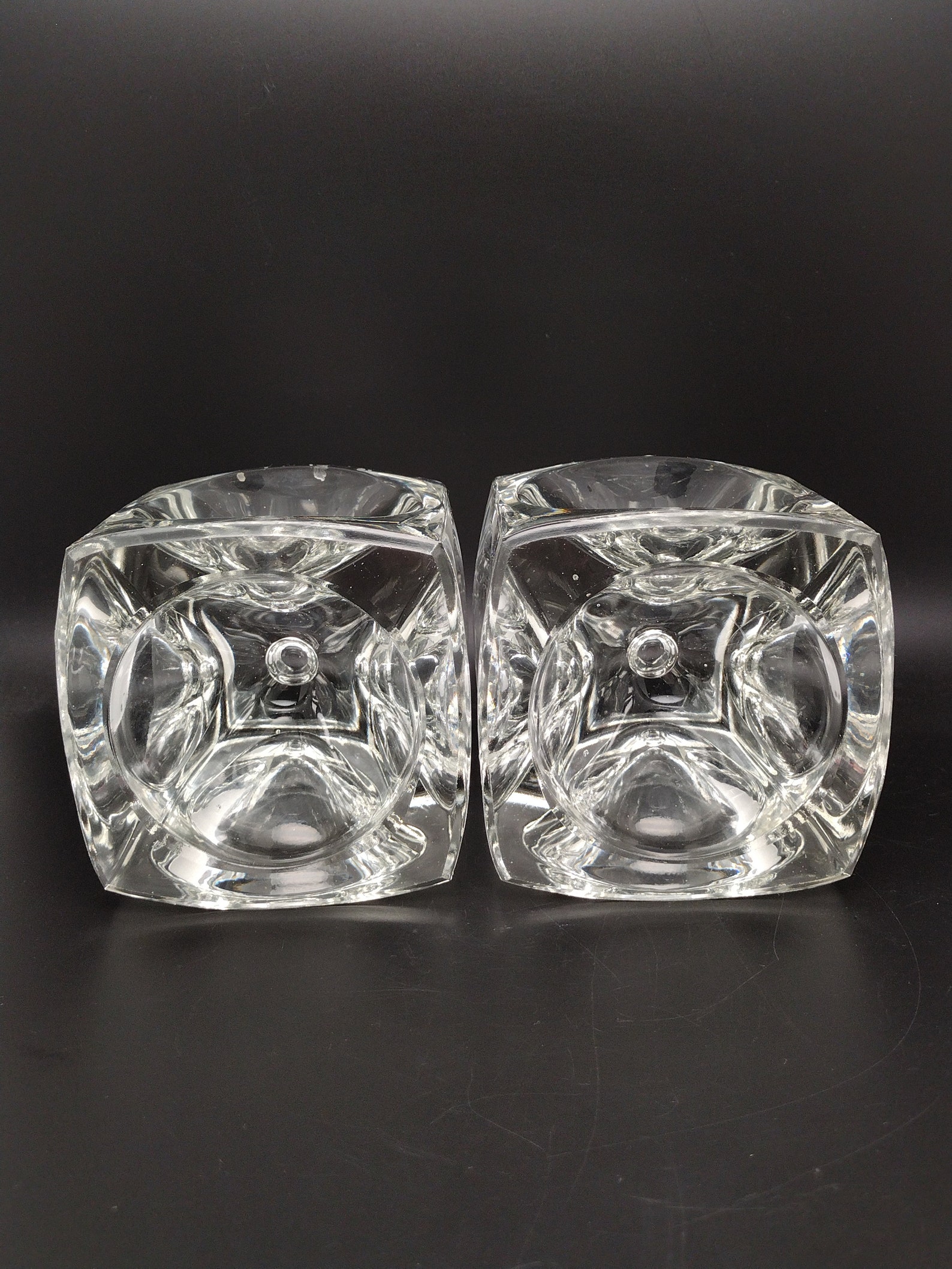 Pair of Beautiful Chunky Crystal Ice Cube Candlestick Holders ...