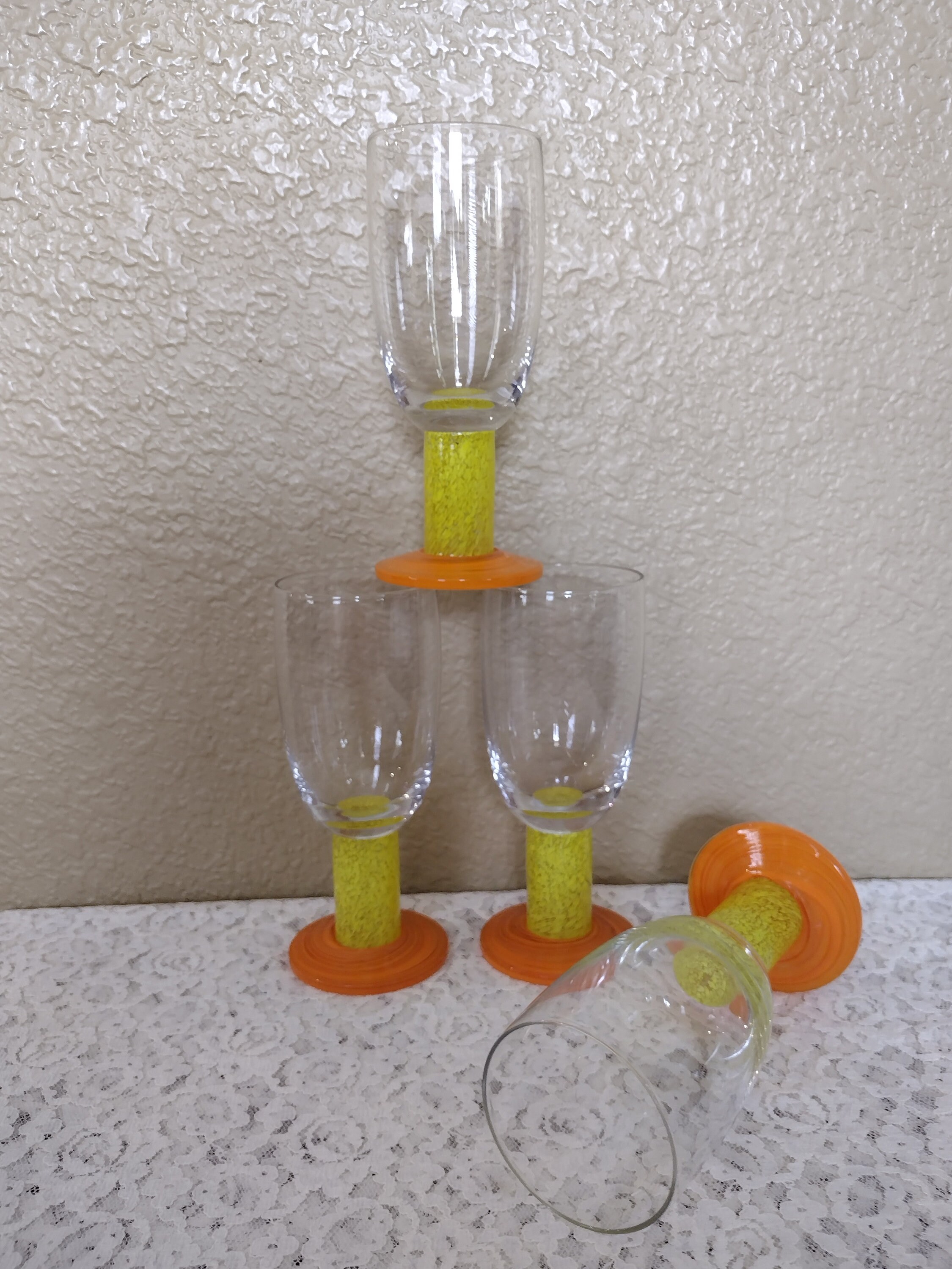 Vintage Dansk Caribe Drinking Glasses, Short Wine Glasses, Yellow ...