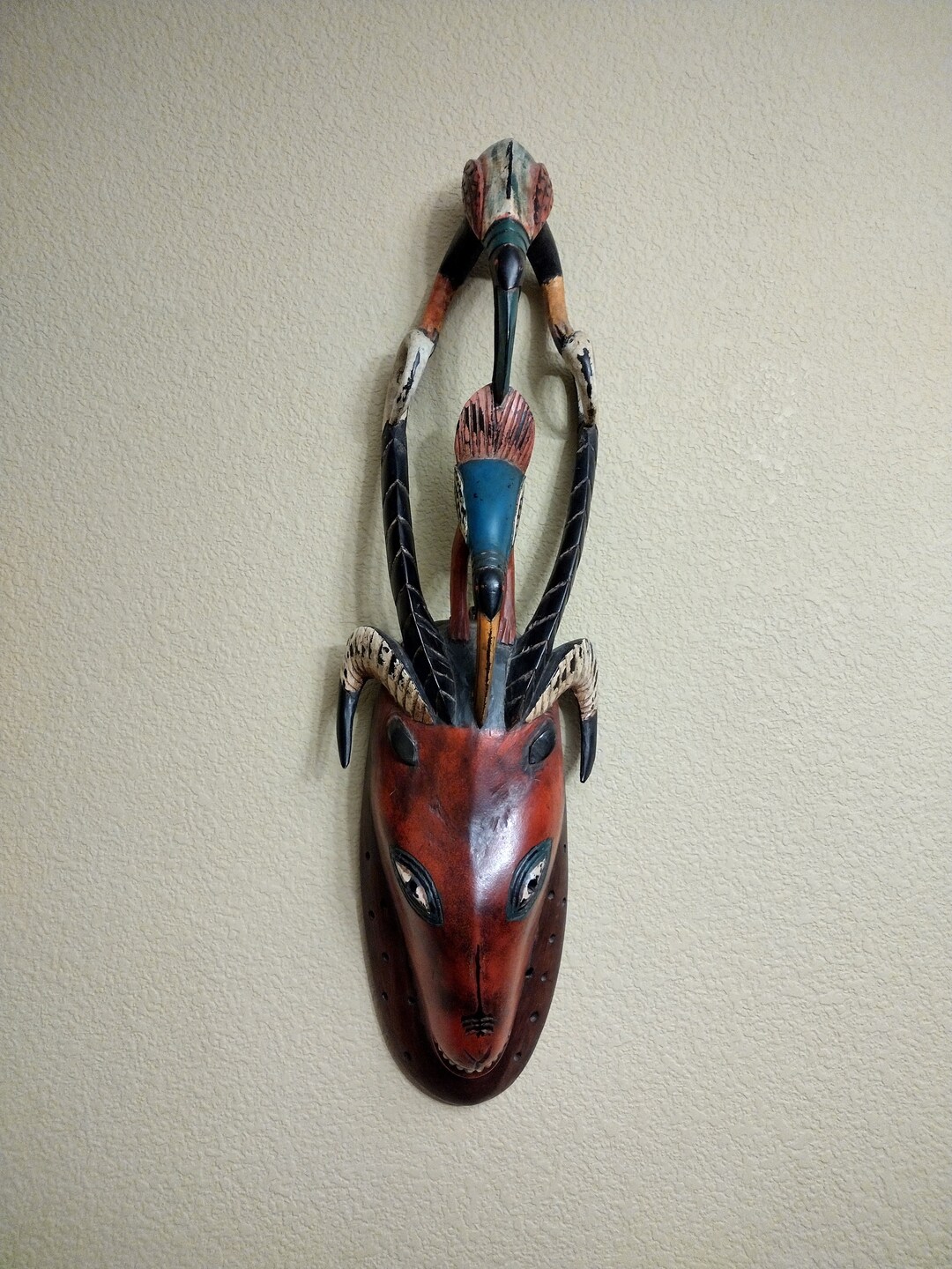 Vintage African Senufo People Kpelie / Kpele Mask, Ram's Head, Northern ...