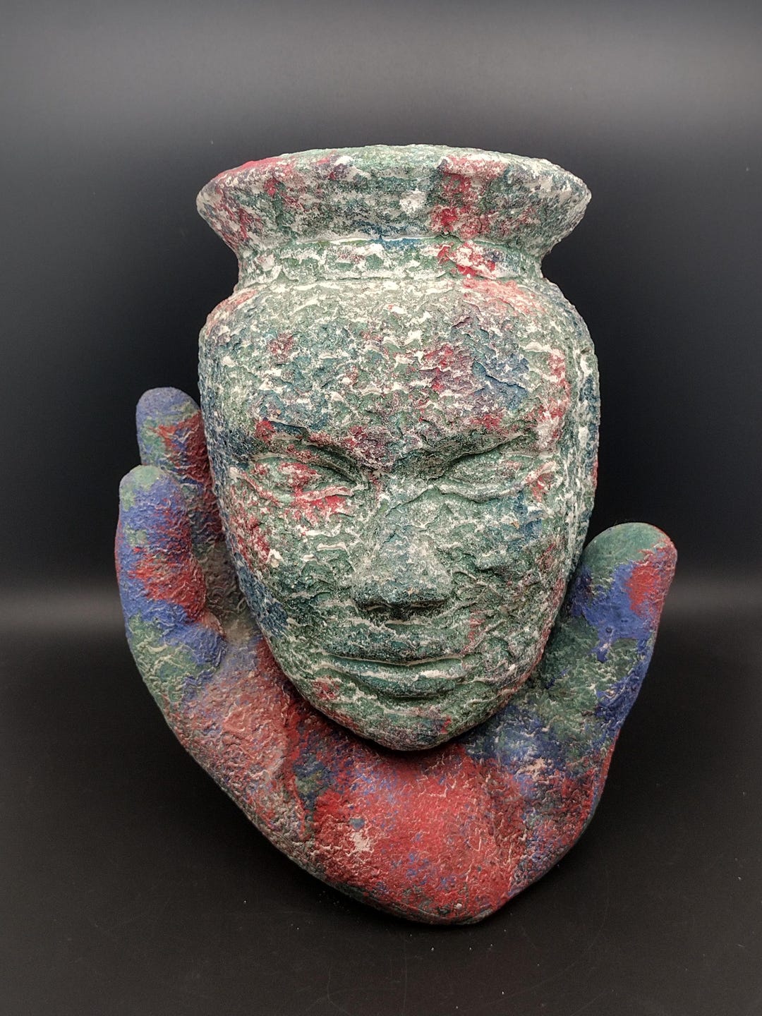 Vintage Faux Human Hand Face Vase With Open Hand Stand, 2 Pieces ...