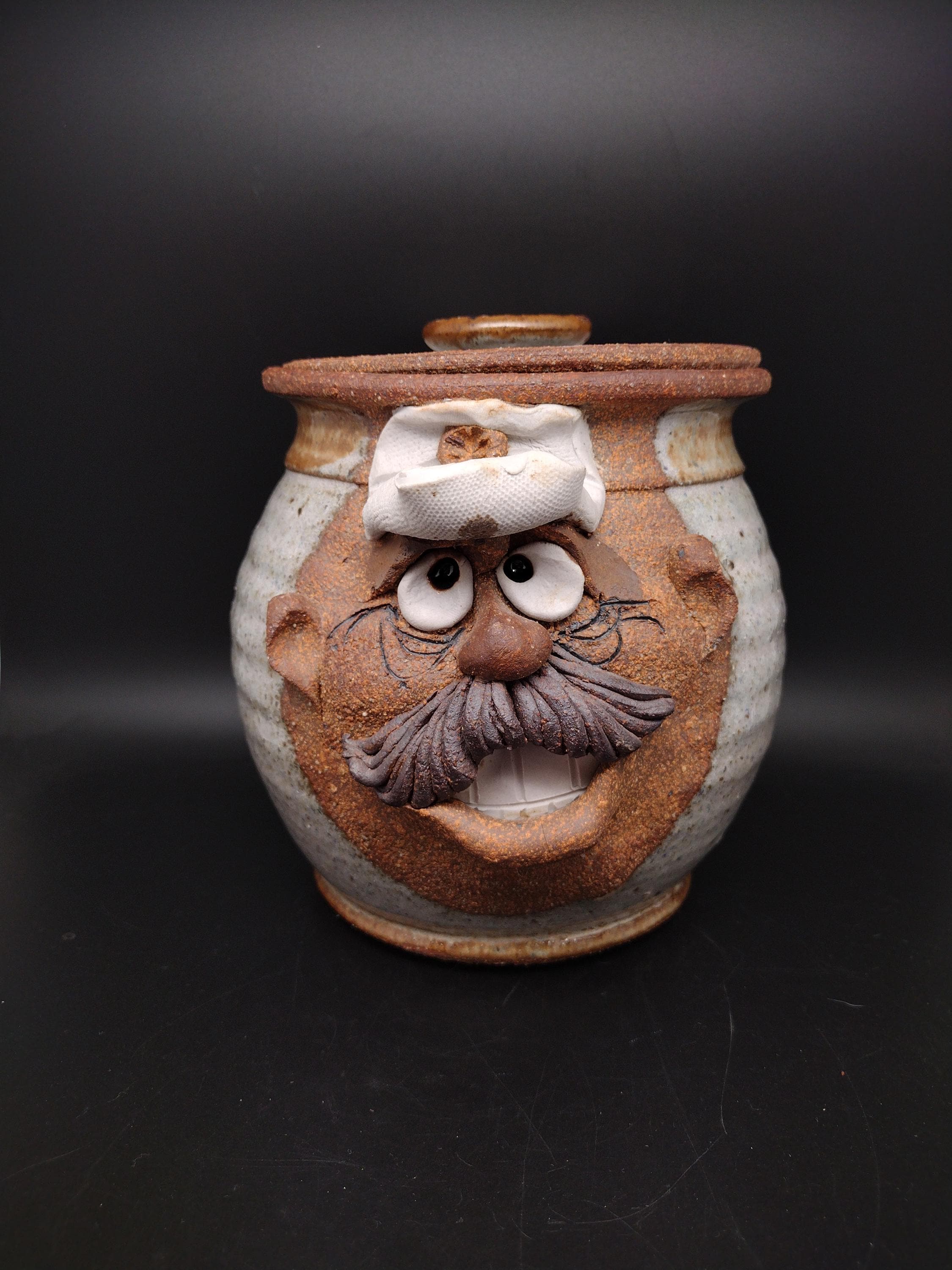 Vintage Mahon Made Stoneware (MMS), Lidded Jar, Whimsy, Charm, Folkart ...