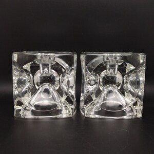 Pair of Beautiful Chunky Crystal Ice Cube Candlestick Holders ...