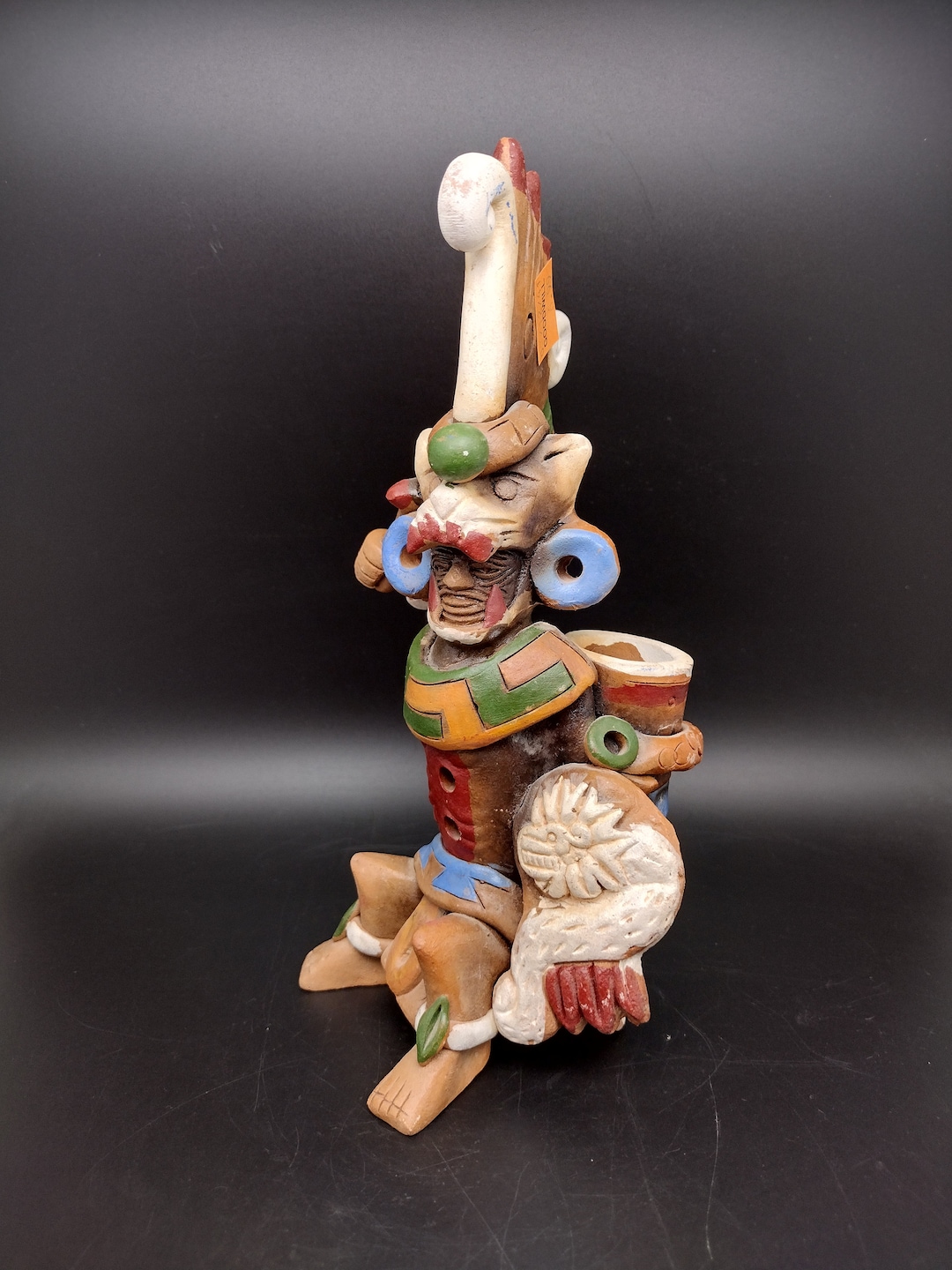 Vintage Aztec/ Mayan/ Incan Warrior Flute/ Whistle Statue, Clay, Tribal ...