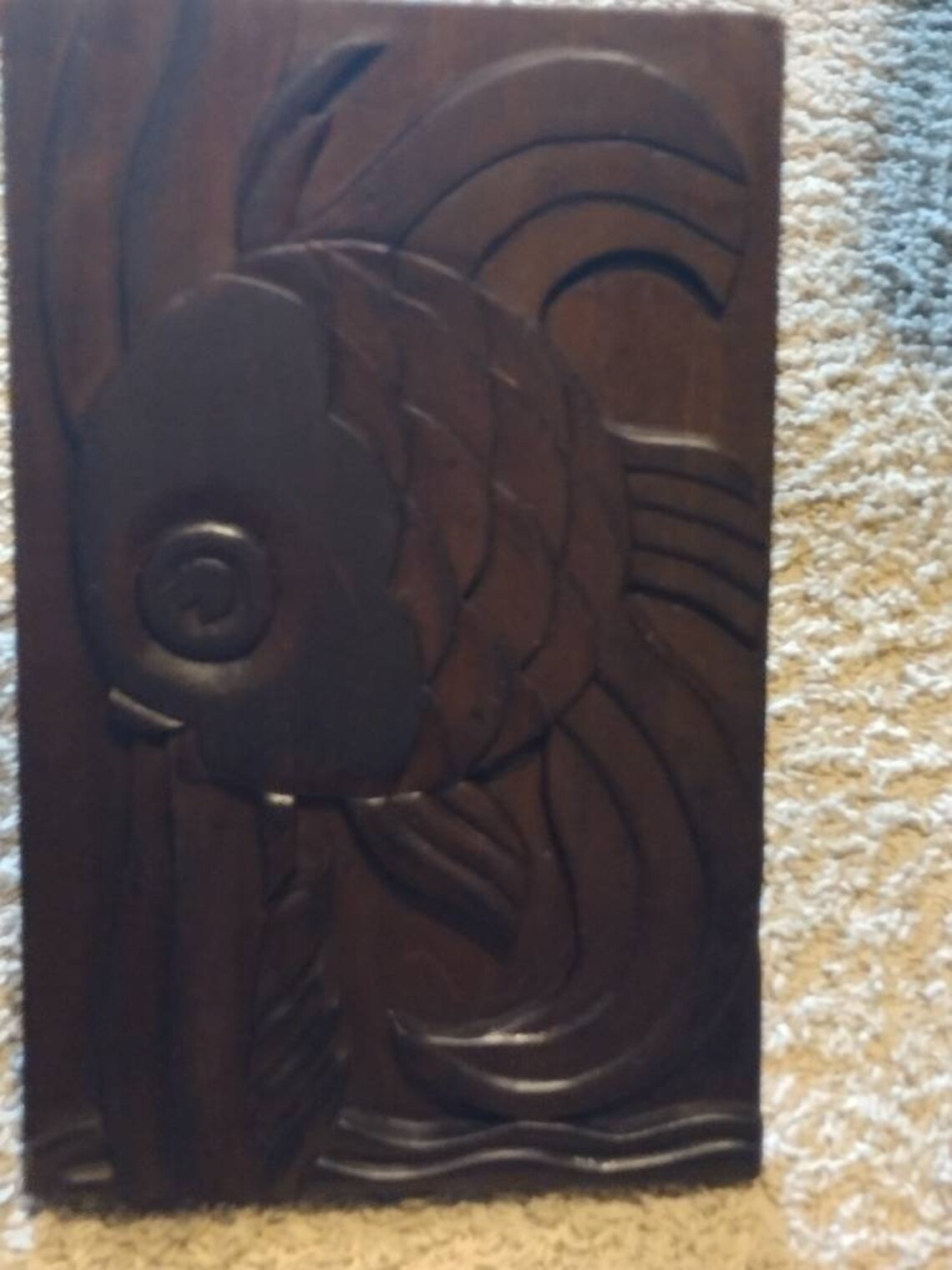 Vintage Wooden Plaque With Gold Fish Carving 70s Vibes - Etsy