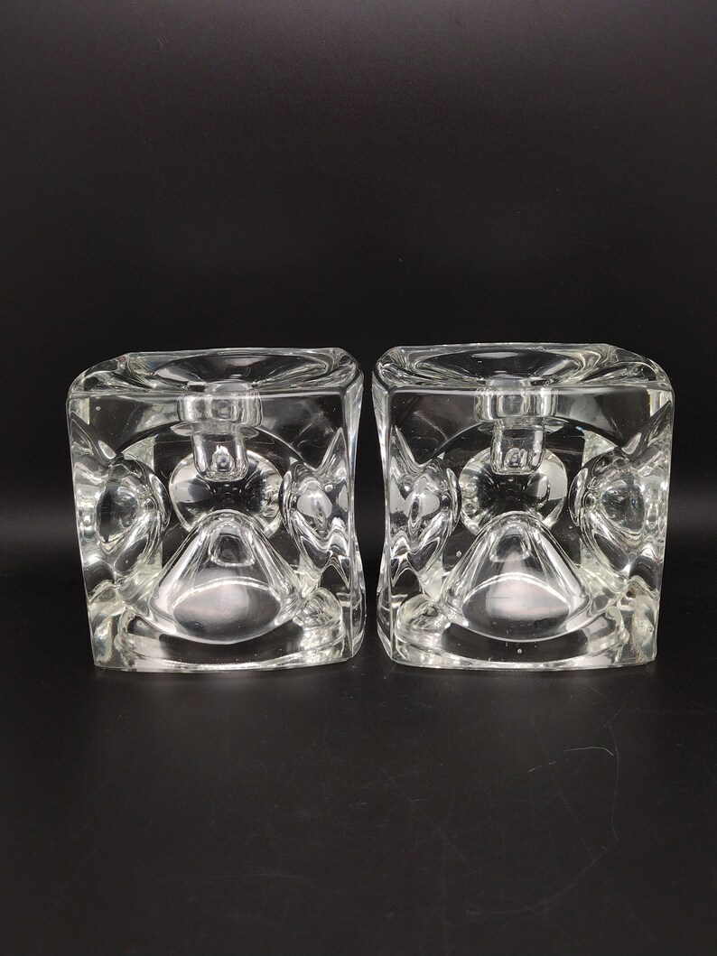Pair of Beautiful Chunky Crystal Ice Cube Candlestick Holders ...