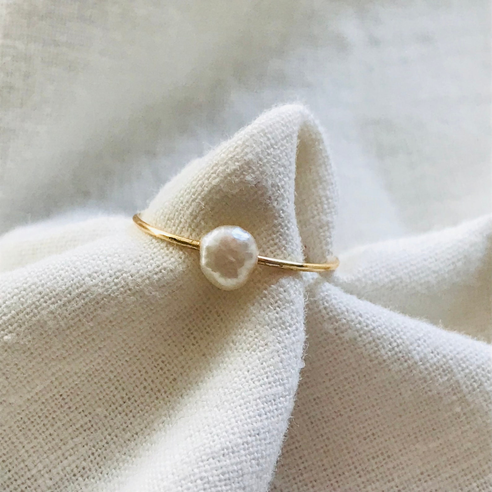 Handmade Pearl Ring Minimal Rings Clean Girl Rings - Etsy