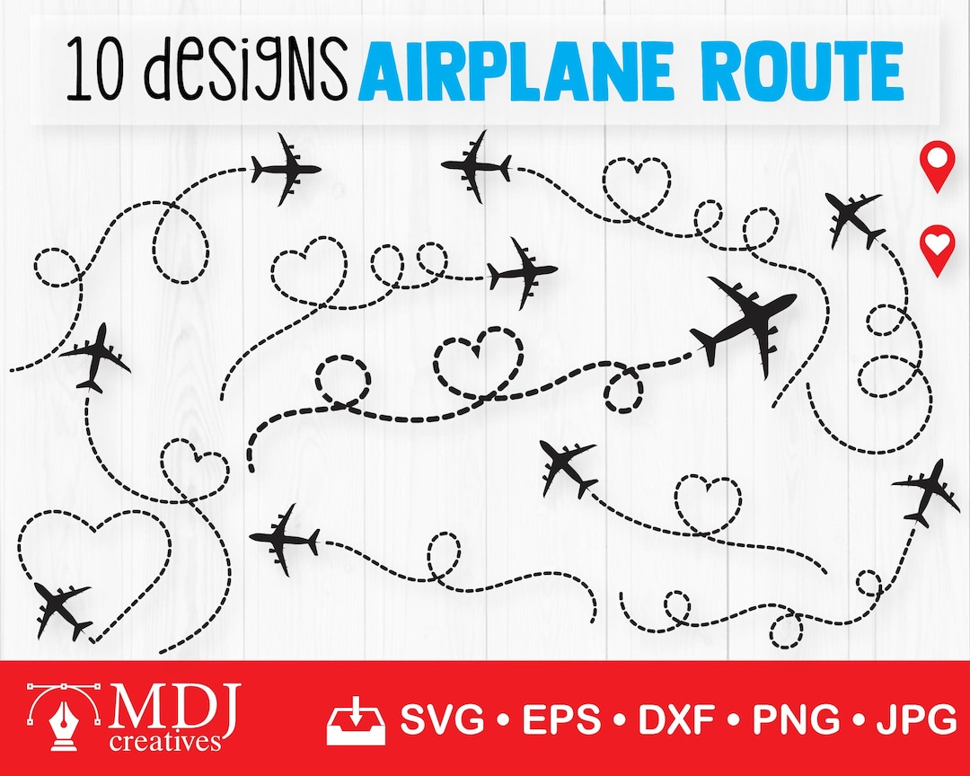 Airplane Route Bundle Svg, Aiplane Svg, Plane Route Svg, Travel Svg ...