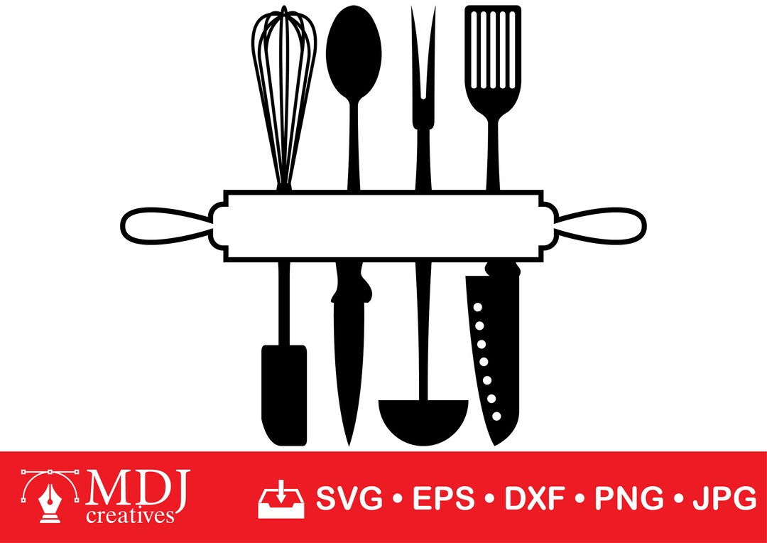 Kitchen Utensils Monogram SVG, Cut Files, Kitchen Utensils Clipart ...