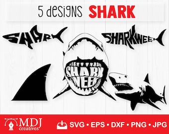 Shark SVG Bundle, Shark Week SVG Bundle, Shark Cut File, Clipart, Shark ...