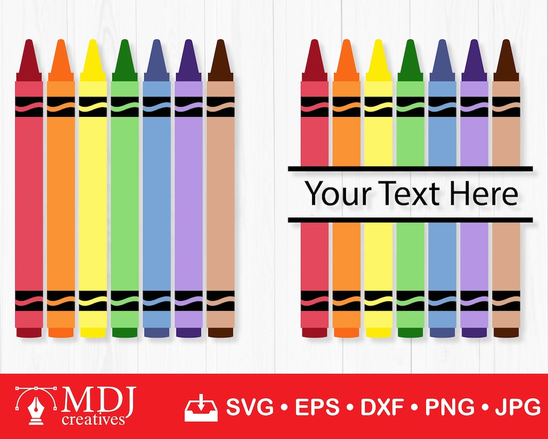 Crayon Split Monogram SVG Cut File, Crayon Svg, Crayon Clipart, Cute ...