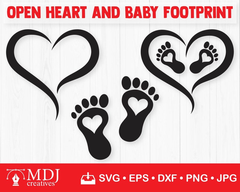 Heart & Baby Footprint SVG: DIY Craft Cut Files (digital Download) - Etsy