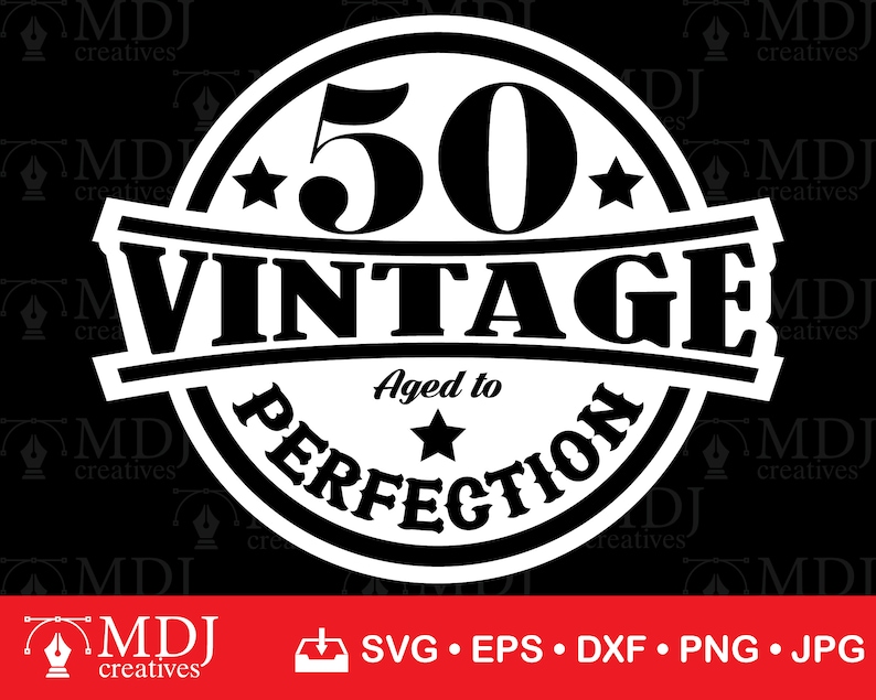 50th Birthday SVG Clipart: Vintage Aged to Perfection (digital Download ...