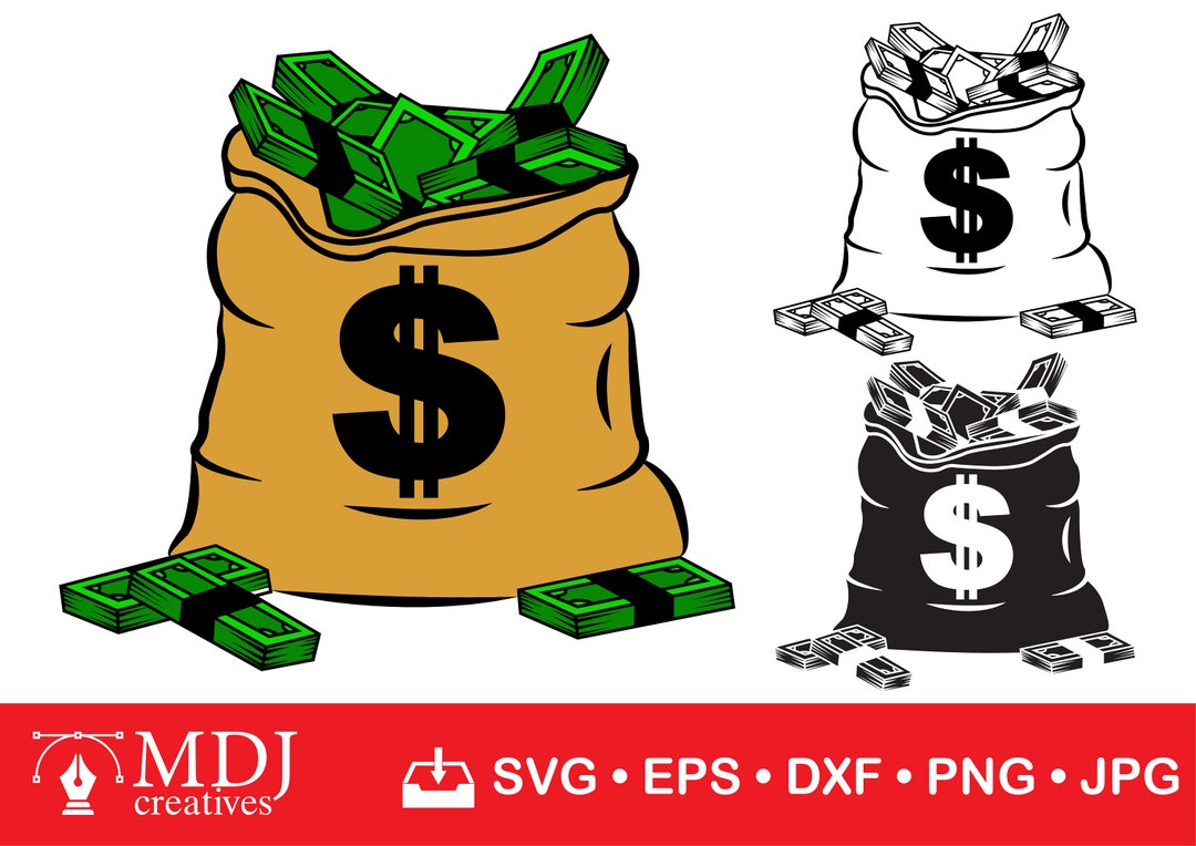 Money Bag SVG Clipart: Dollar Sign, Cash (digital Download) - Etsy