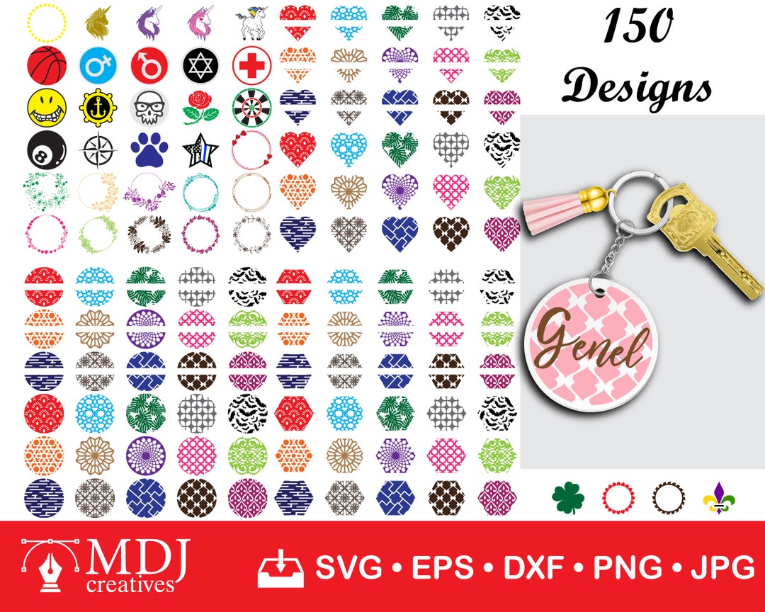Round Keychain SVG Bundle: 150 Circle Pattern Designs (digital Download ...