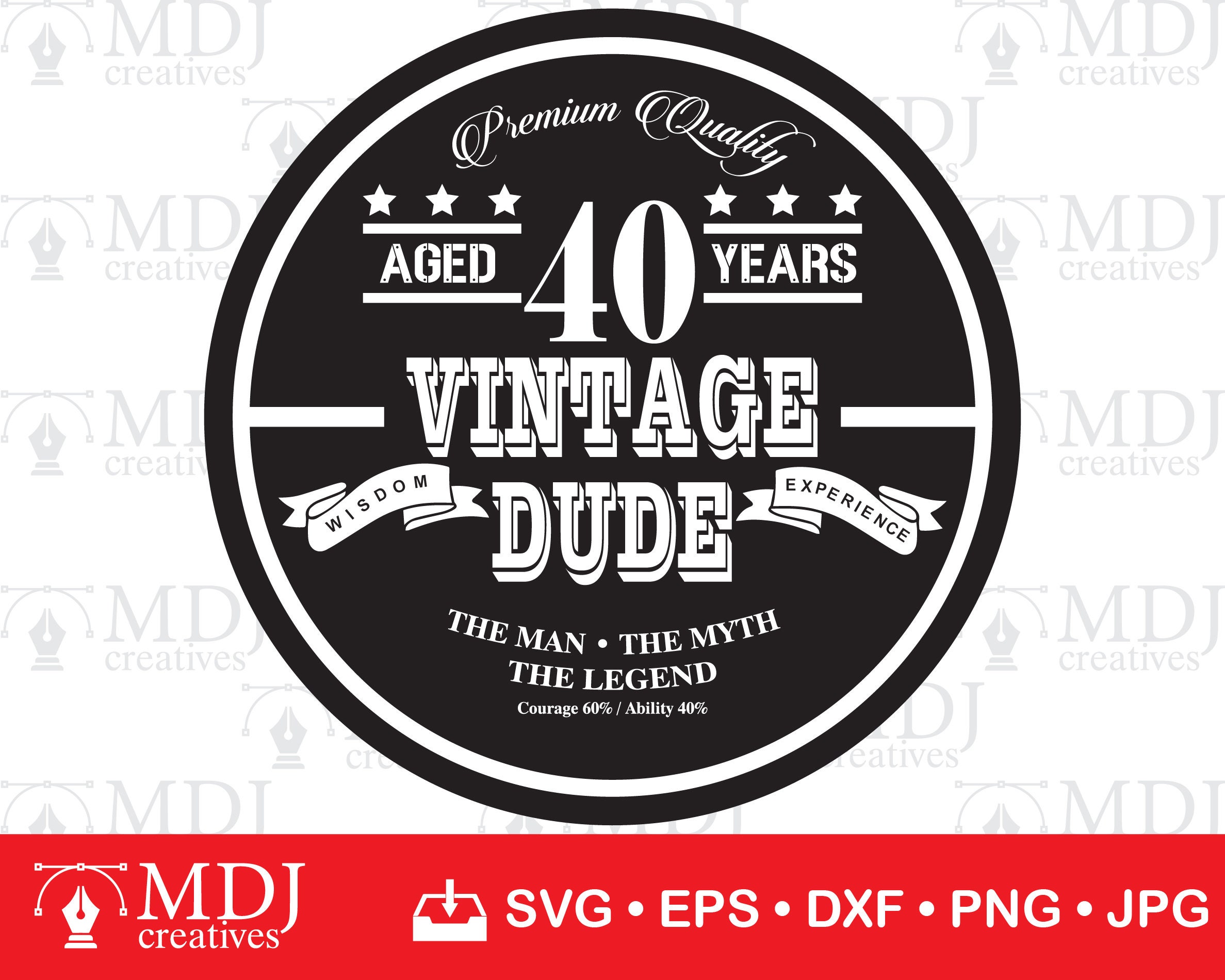 40th Vintage Dude SVG 40th Cut File Svg 40th Birthday Svg - Etsy