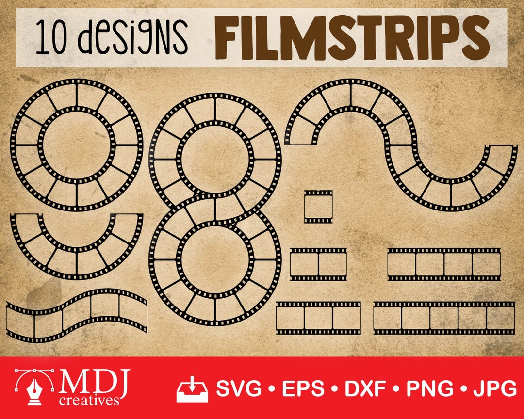 Filmstrips Svg, Svg Cut File Design, Vintage Filmstrips, Photography ...