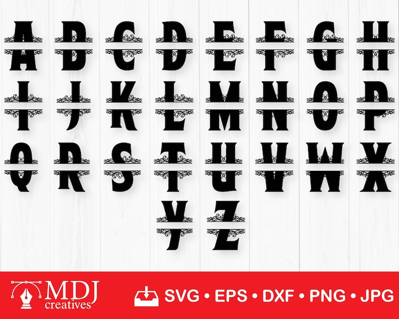 Split Alphabet Monogram 02 SVG Cut File Alphabet Monogram - Etsy