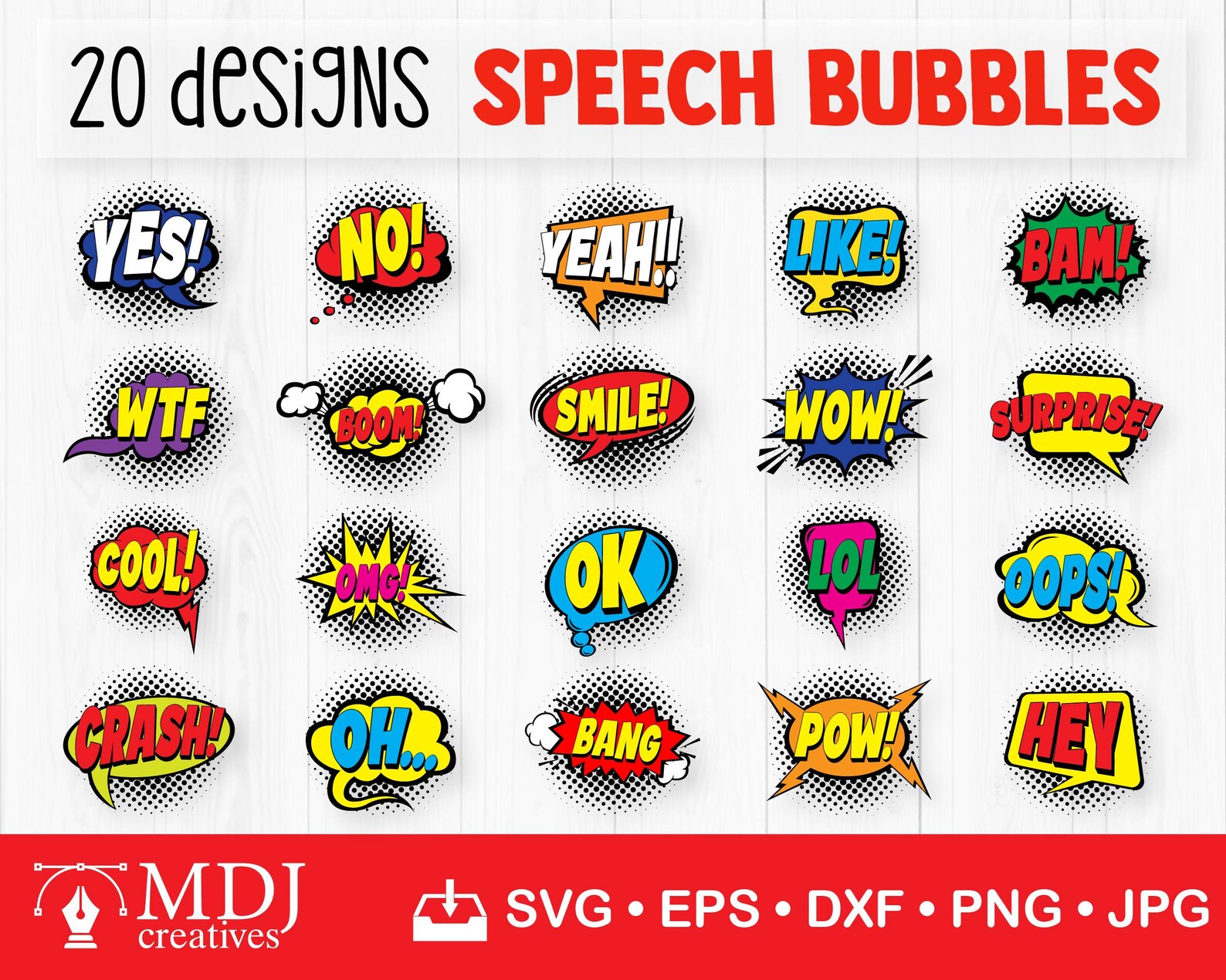 Colorful Comic Speech Bubbles Bundle SVG Comic Speech Svg - Etsy