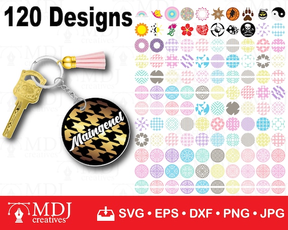 Round Keychain SVG Bundle 02 Keychain Pattern SVG Key Ring - Etsy