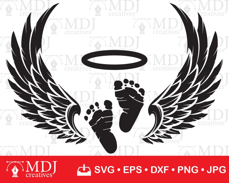 Baby Loss Memorial Svg Baby Footprints Angel Wings Halo | Etsy