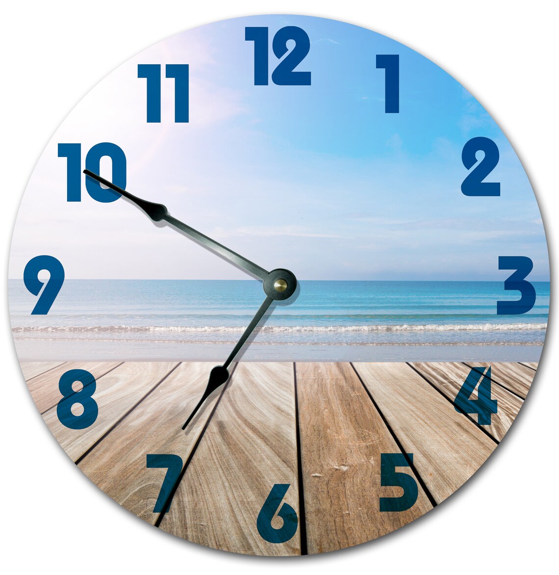 10.5 Inch Silent BEACH WALL CLOCK Deck on the Beach Clocks | Etsy