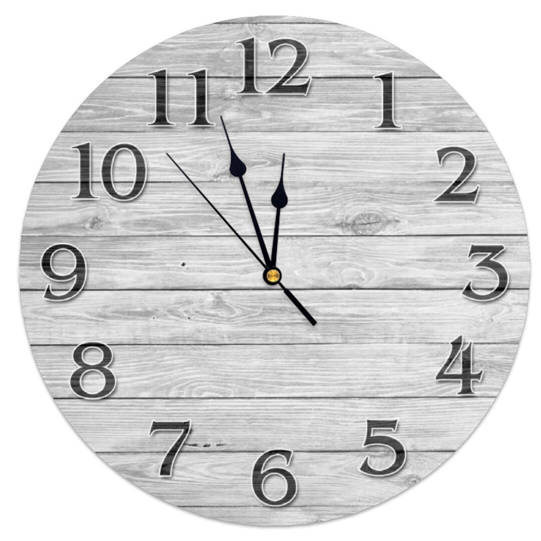 Wall Hang Clock Mdf Rustic Boards Gray Farmhouse Cabin Decor Clocks ...