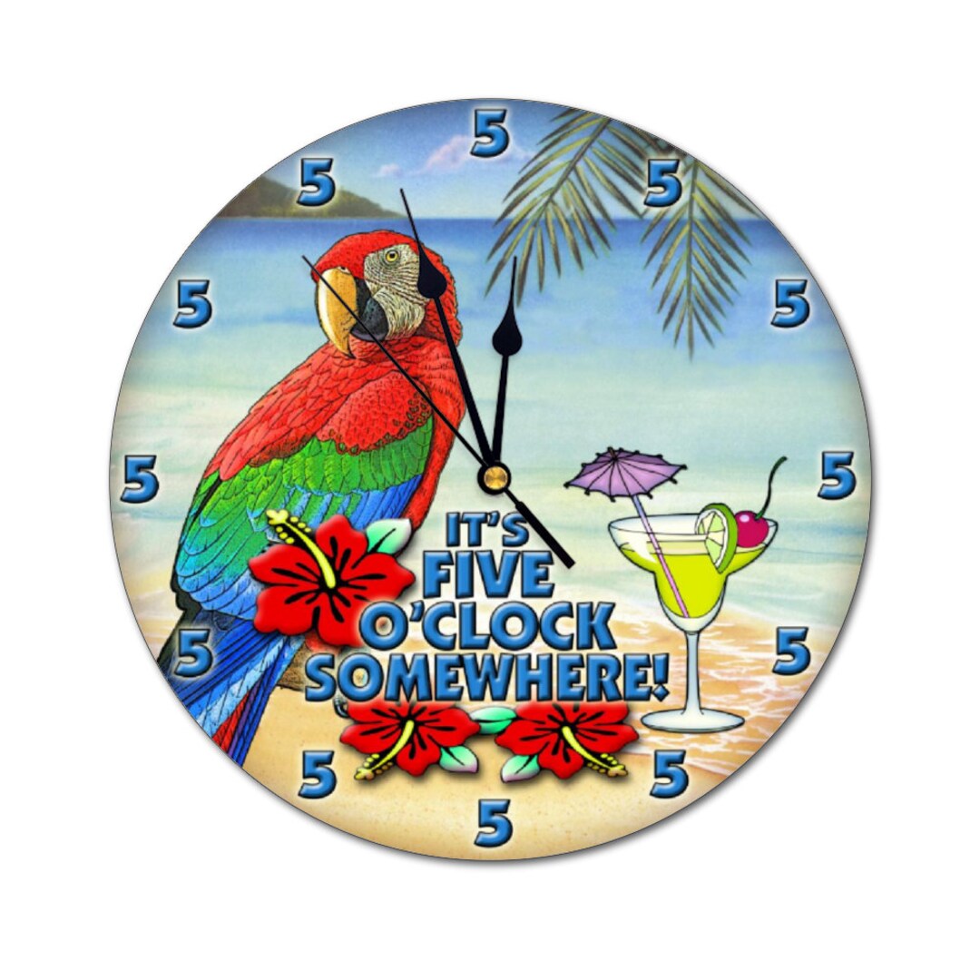 10.5 5 O'clock All 5's Parrot Clock Custom Round Non-ticking MDF ...