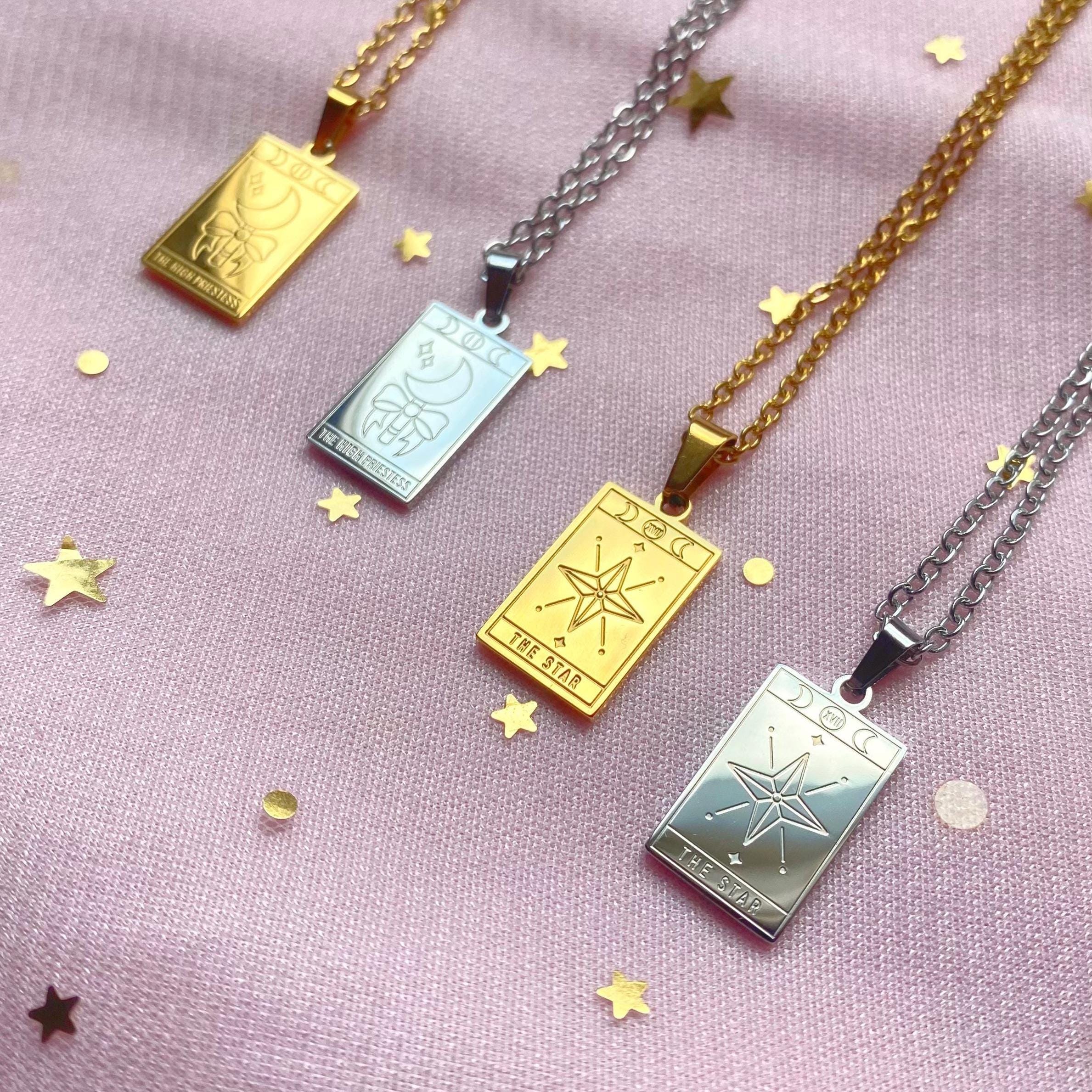 The High Priestess the Star Reversible Tarot Card Necklace | Moonlight ...