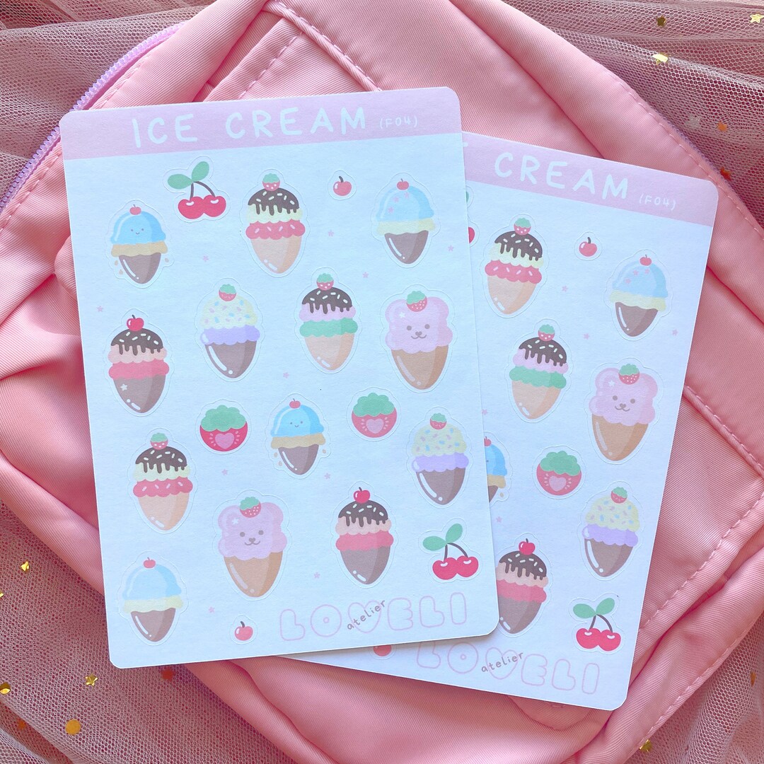 Cute Ice Cream Deco Sticker Sheet Matte Scrapbooking - Etsy