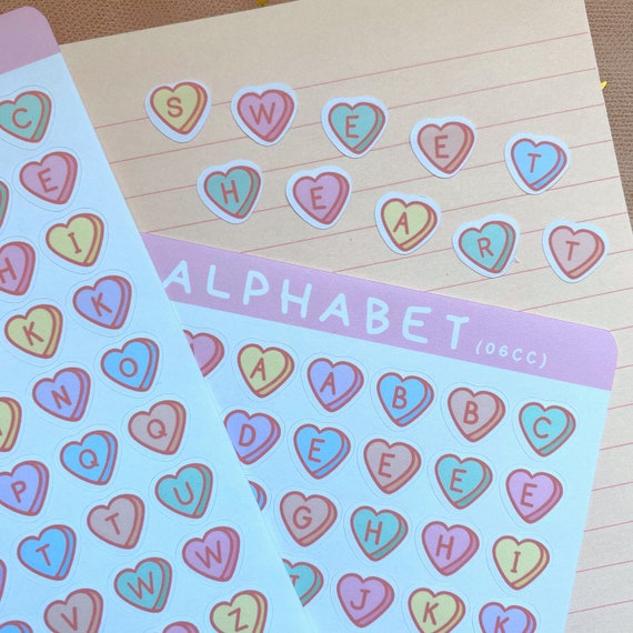 Candy Hearts Alphabet Stickers Polco Deco Bullet | Etsy
