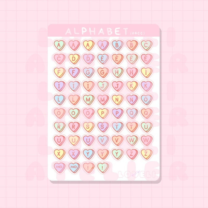 Candy Hearts Alphabet Stickers Polco Deco Bullet - Etsy