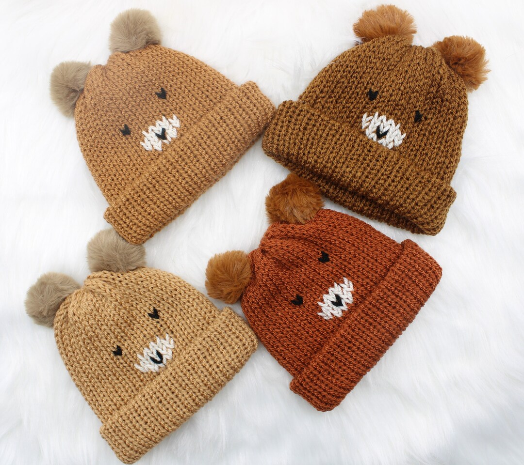 Hand Made Knitted Baby Hat/ Baby Bear Hat/ Winter Beanie/ New Baby Hat ...