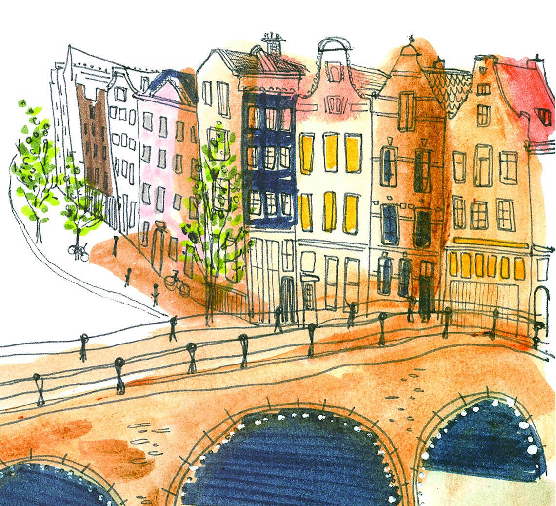 AMSTERDAM BRIDGE PAINTING Giclee Fine Art Print Mixed Media - Etsy UK