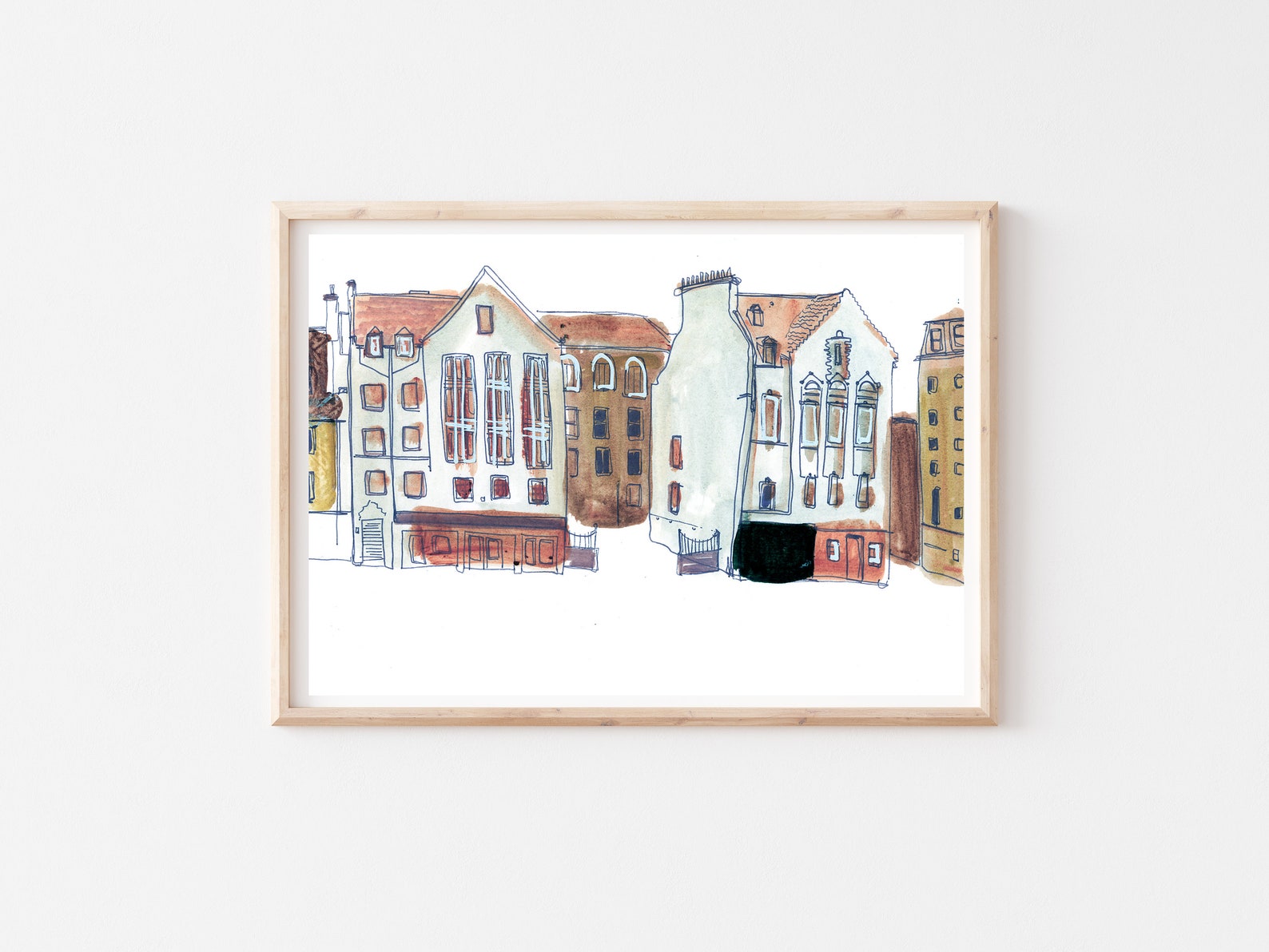 EDINBURGH LEITH Painting Giclee Fine Art PRINT Drawing, Mixed Media ...