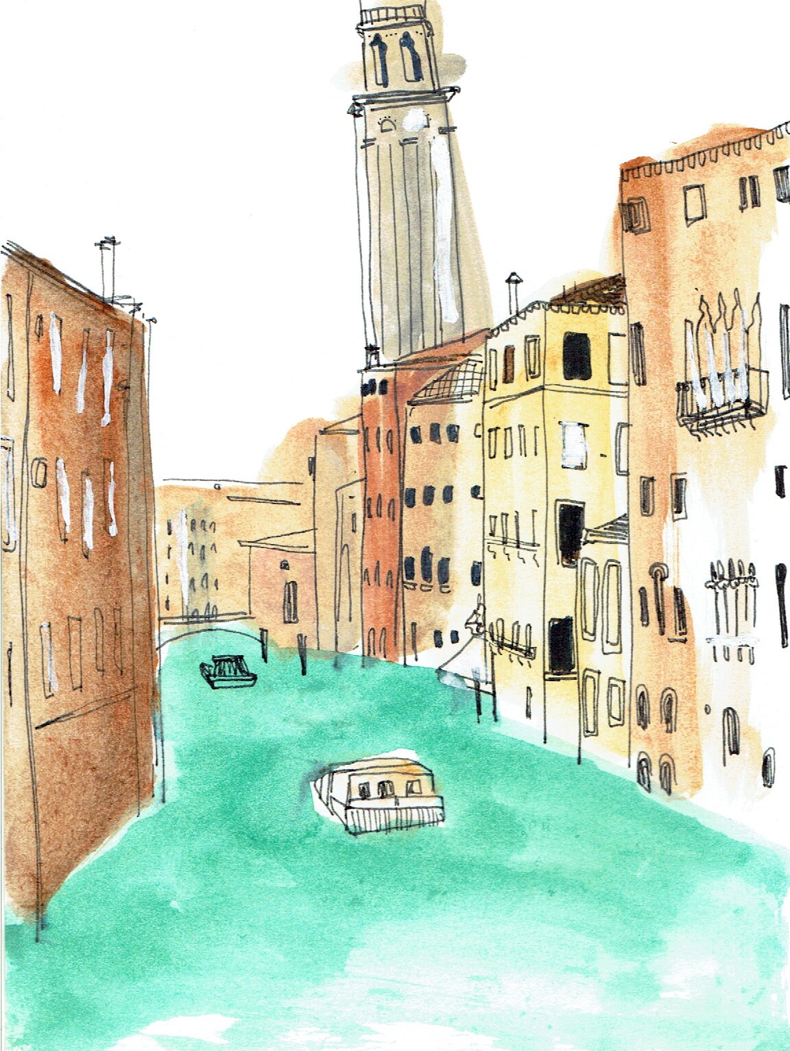 VENICE CANAL Original PAINTING - Art, Drawing, Sketch, Mixed Media ...