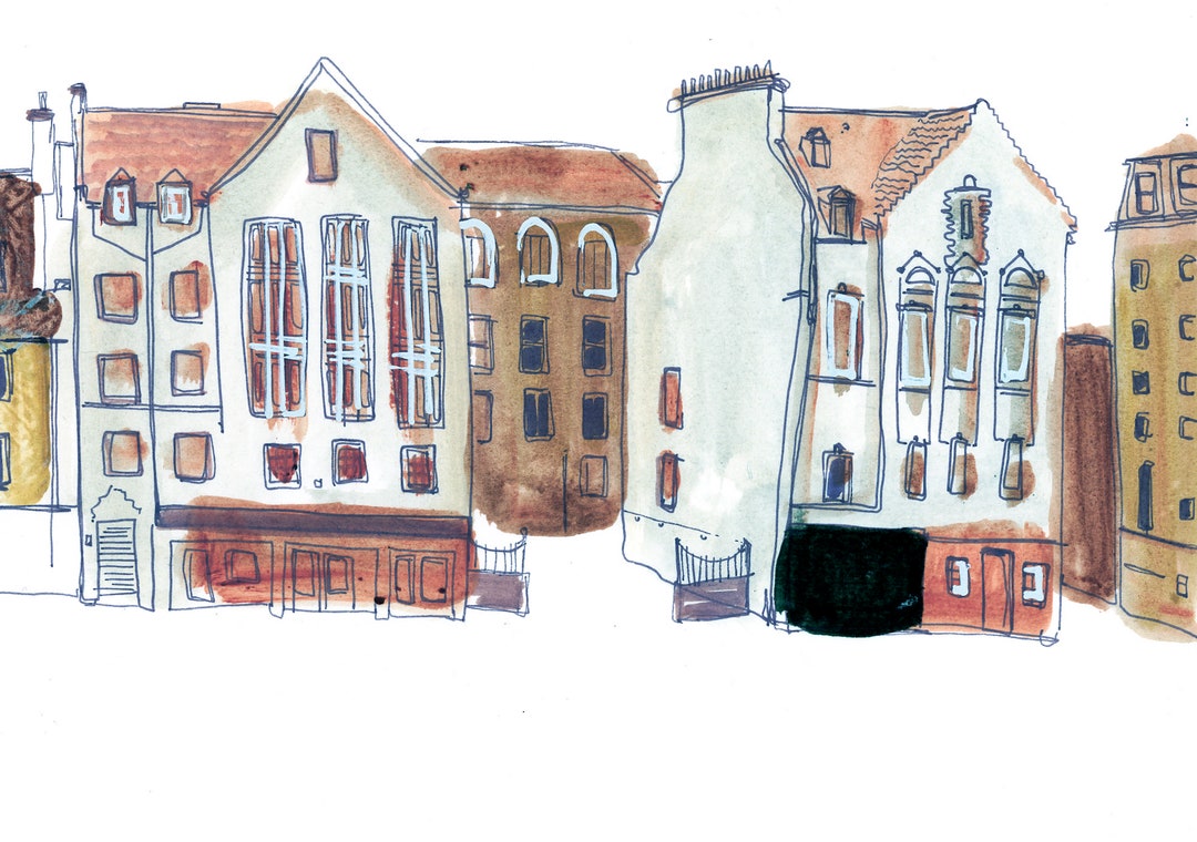 EDINBURGH LEITH Original Painting Art Mixed Media Painting Scotland ...