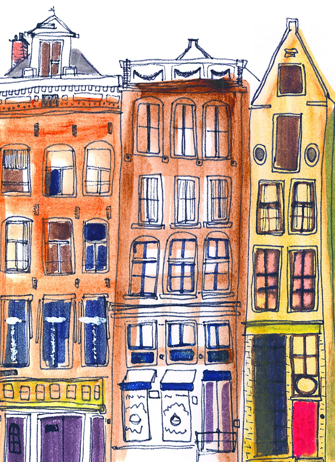 AMSTERDAM STREET PAINTING Giclee Fine Art Print Drawing - Etsy UK