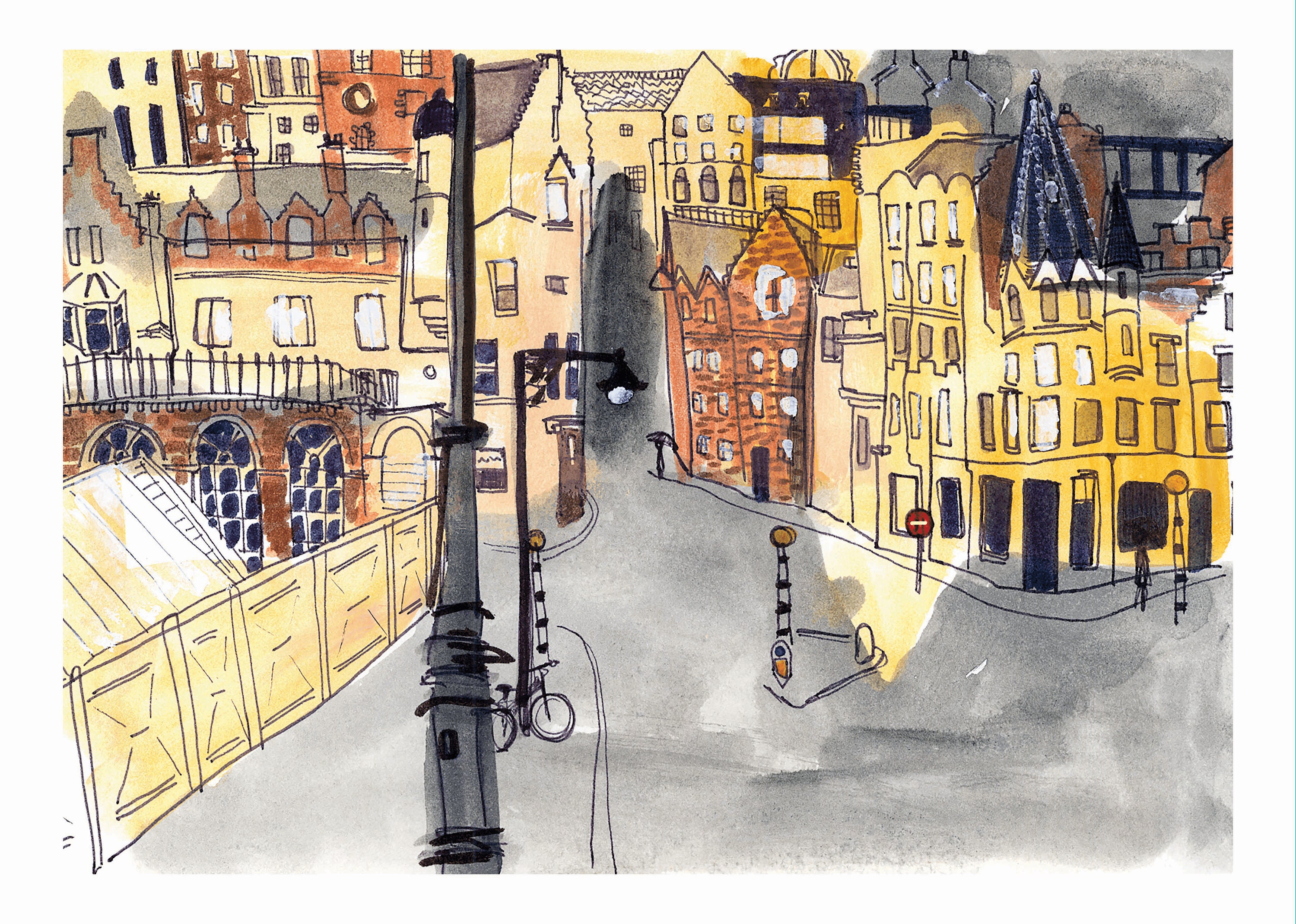 EDINBURGH BRIDGE PAINTING Giclee Fine Art Print Mixed Media Painting ...