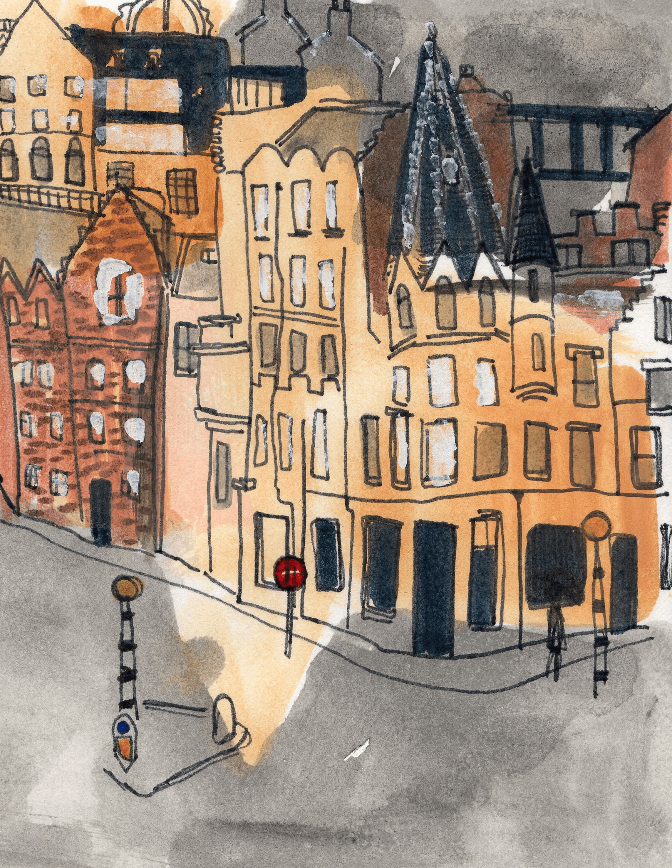 EDINBURGH BRIDGE PAINTING Giclee Fine Art Print Mixed Media Painting ...