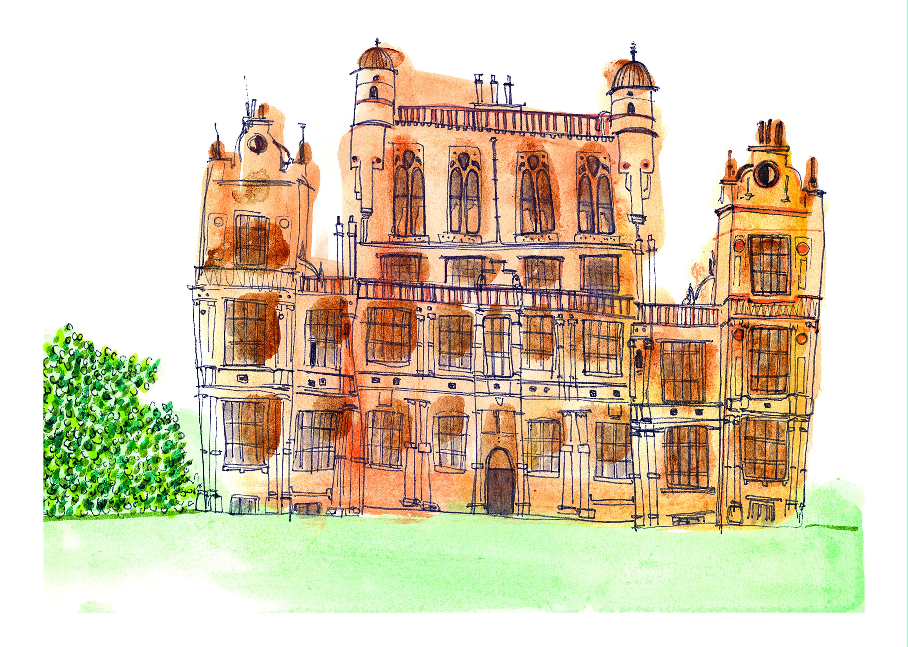 WOLLATON HALL PAINTING Giclee Fine Art Print - Drawing, Sketch, Mixed ...
