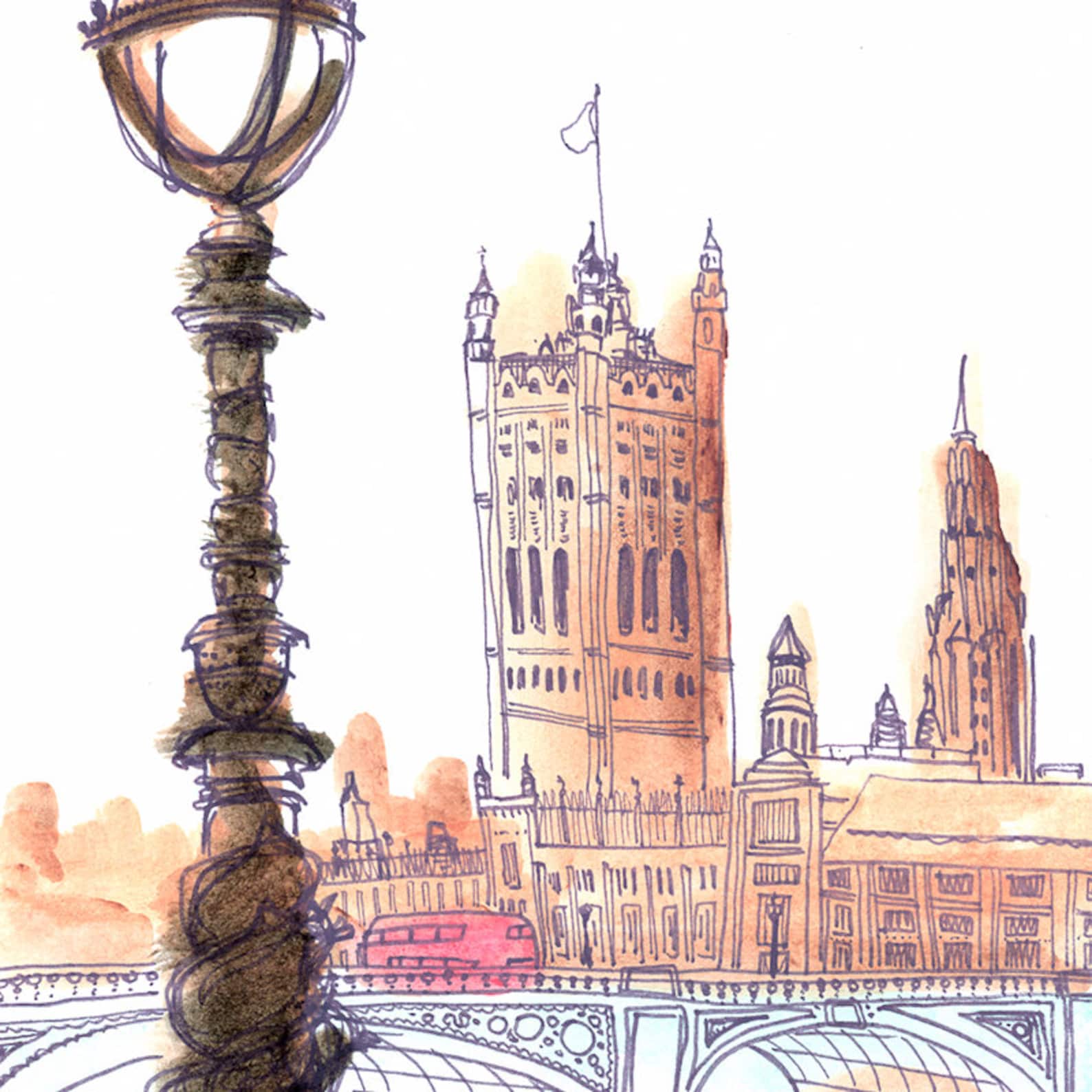 LONDON WESTMINSTER ORIGINAL Painting Sketch Drawing Mixed - Etsy
