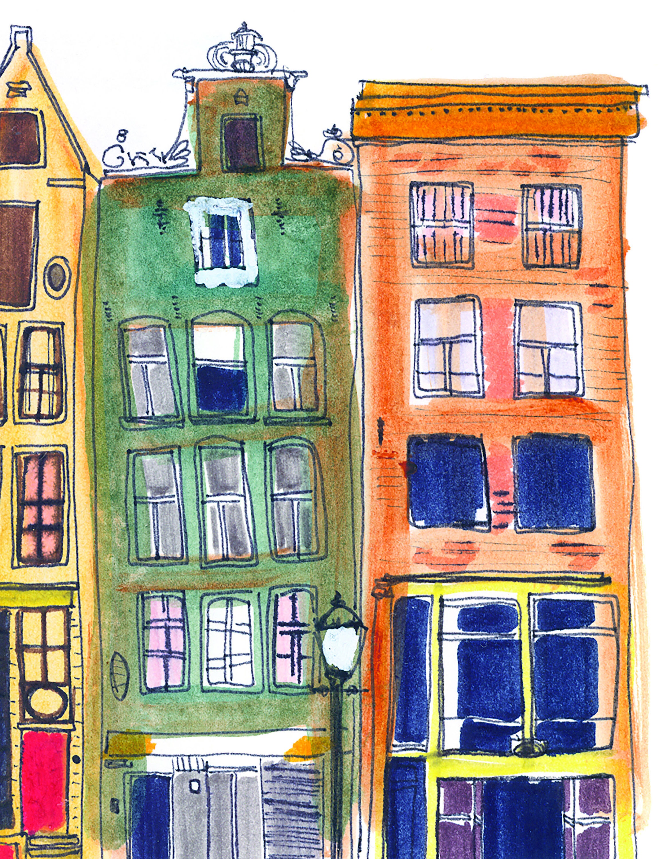 AMSTERDAM STREET PAINTING Giclee Fine Art Print Drawing, Mixed Media ...