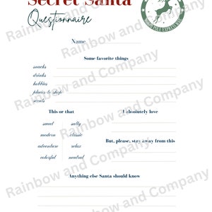 2 Printable Secret Santa Questionnaires Png for Secret Santa White ...