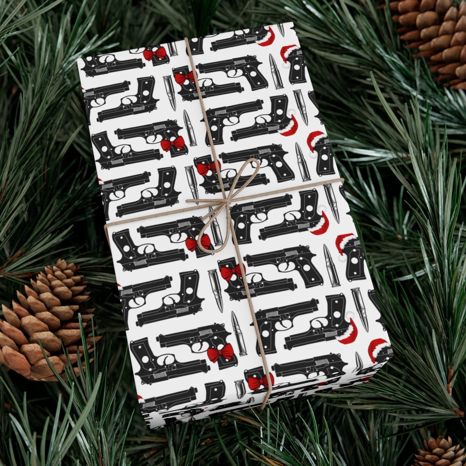 Manly Christmas Guns Wrapping Paper Tough and Festive Firearm-themed ...