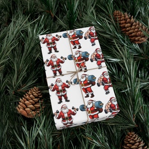 Funny Ripped Santa Workout Wrapping Paper Muscular Santa Claus ...