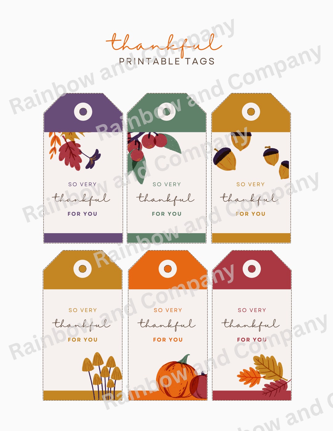 Printable Thanksgiving Tags | PNG File of Gift Tags for Thanksgiving - Etsy