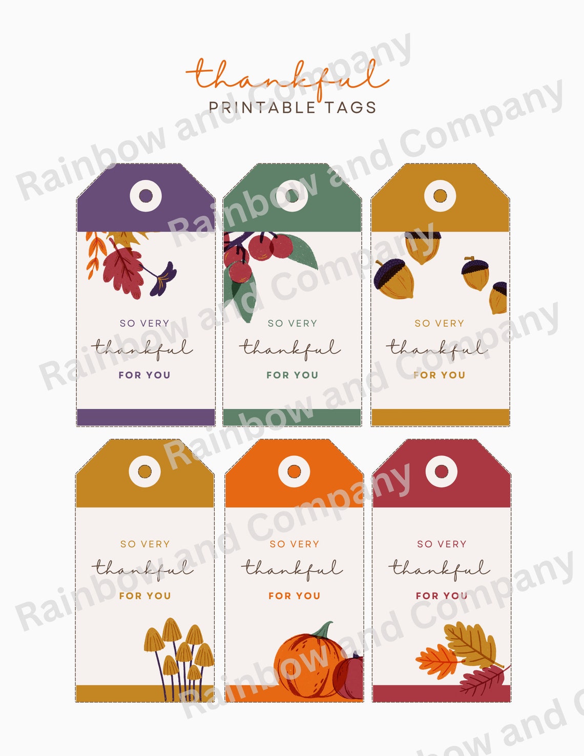 Printable Thanksgiving Tags PNG File of Gift Tags for - Etsy
