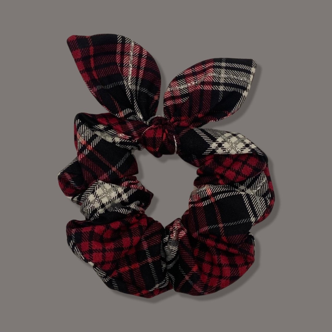 Red, Black and White Holiday Plaid Festive Scrunchie - Etsy