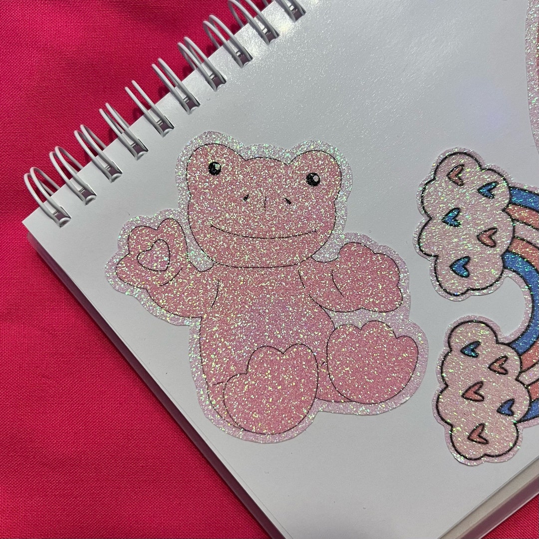 Cute Pink Glitter Star Frog Stuffed Animal Sticker, Thecaityperry X ...